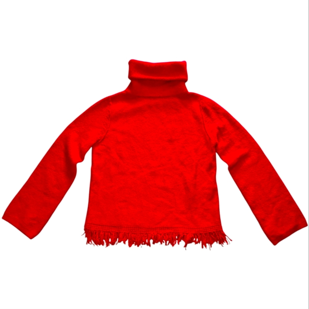 Thml Turtleneck Sweater. Red Long Sleeves With Fringe… - Gem